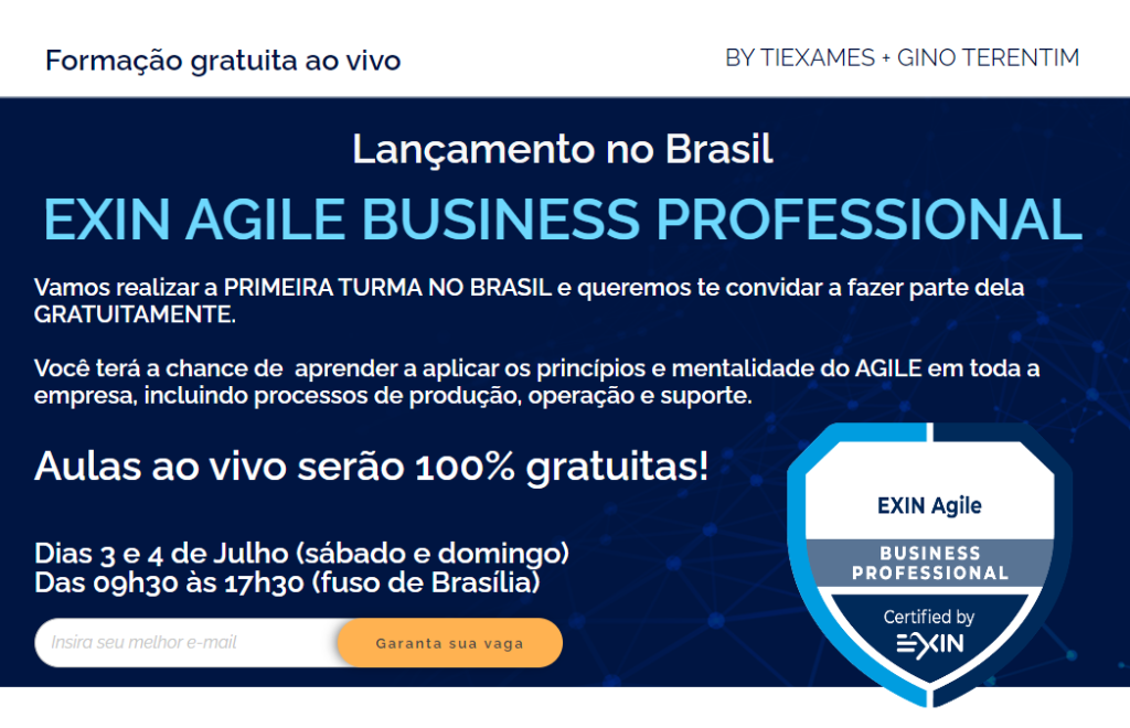 EVENTO DE FORMAÇÃO - EXIN AGILE BUSINESS PROFESSIONAL (GRATUITO) - EXIN