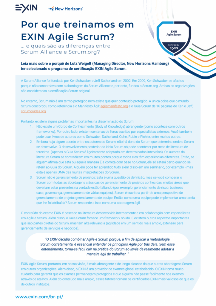 EXIN Agile Scrum -A escolha da New Horizons